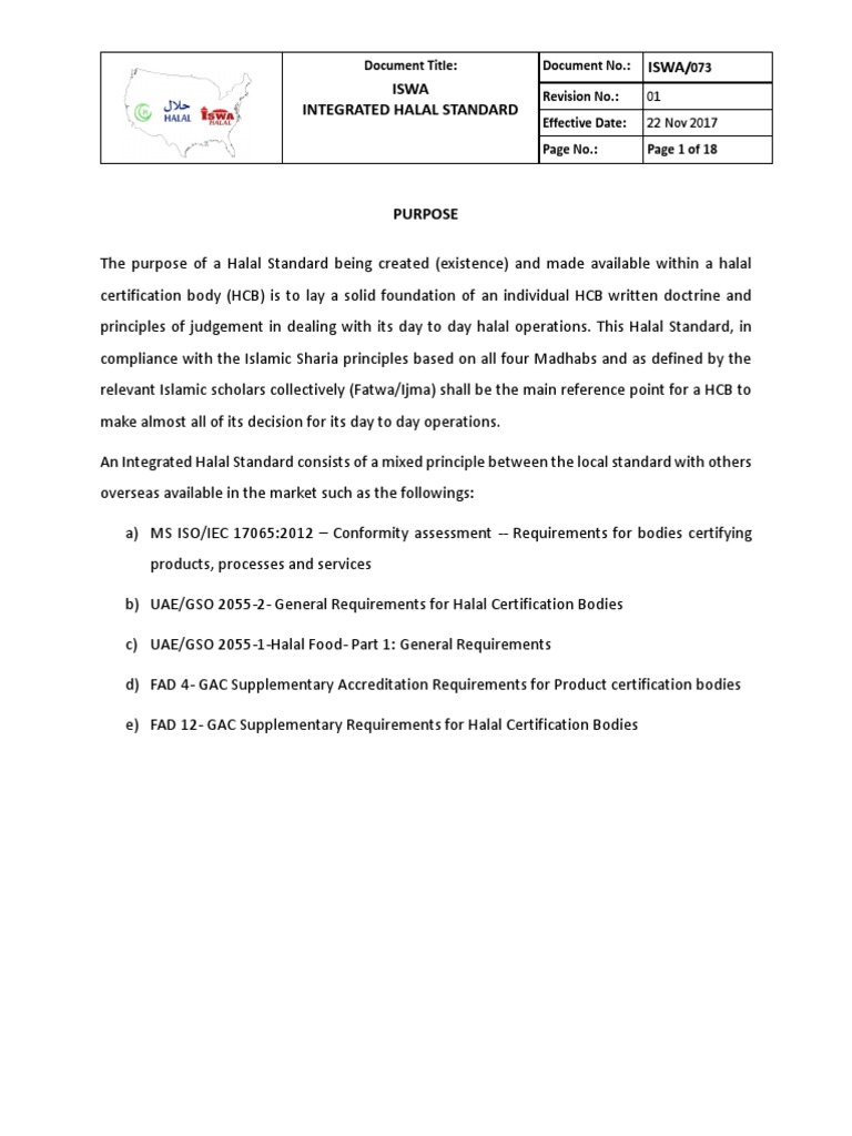 ISWA Integrated Halal Standard Overview | PDF | Alcoholic Beverages ...