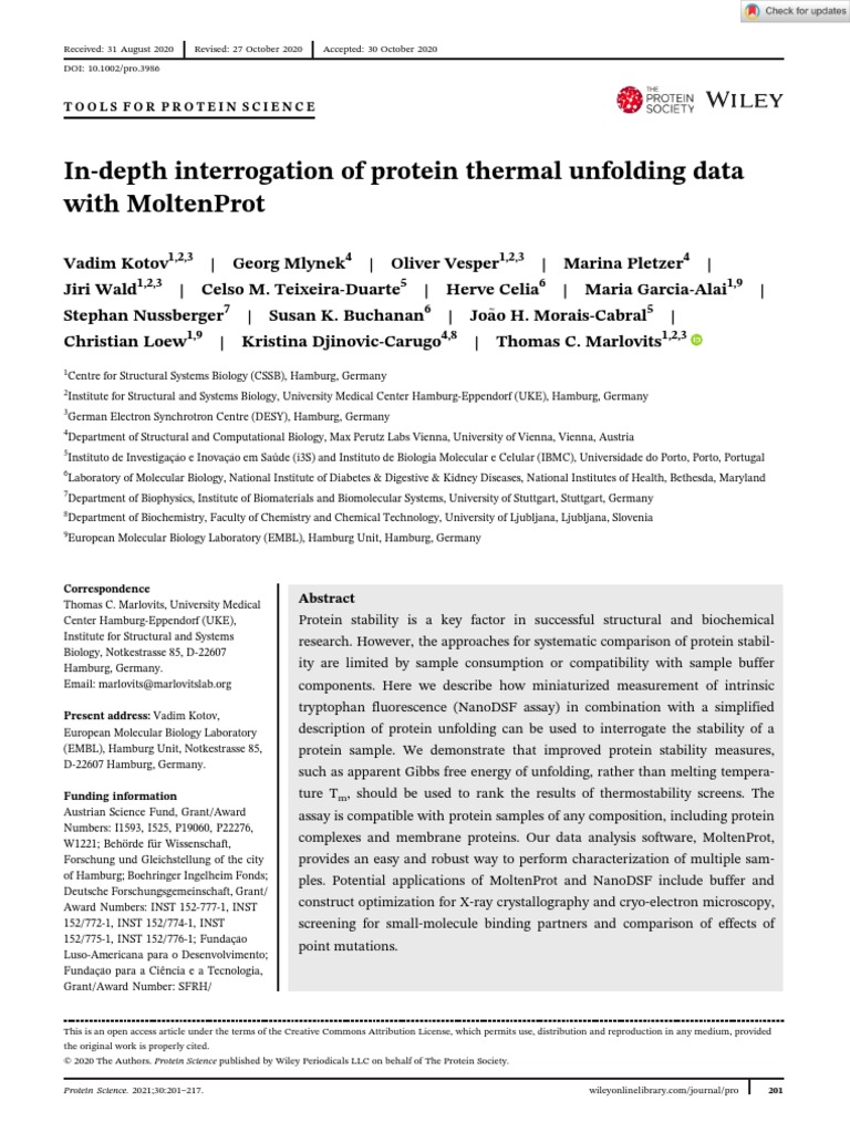 Protein Science - 2020 - Kotov - in Depth Interrogation of Protein Thermal Unfolding Data With ...