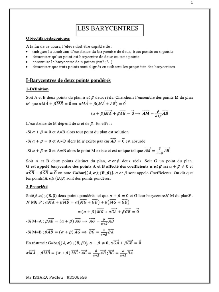 Les Barycentres | PDF | Objets mathématiques | Mathématiques