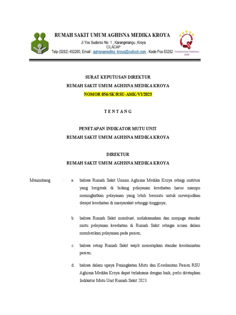 Indikatror Mutu Unit 2023 | PDF