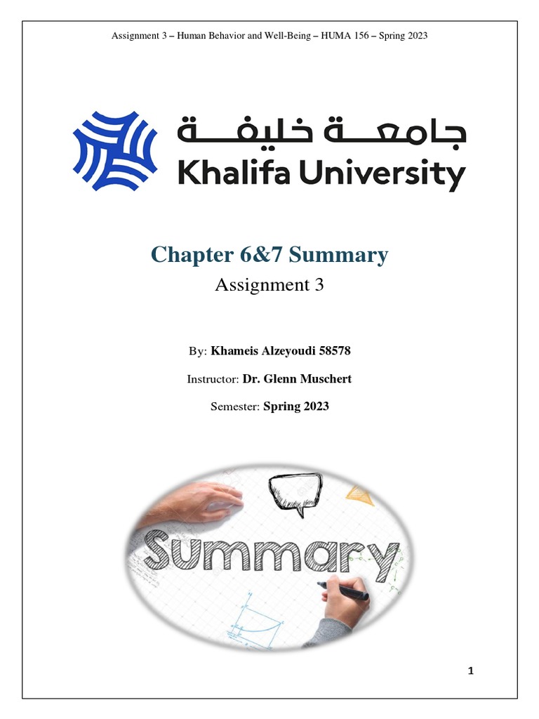 HUMA156 - Assignment 3 - Khameis Alzeyoudi | PDF | Mental Disorder ...