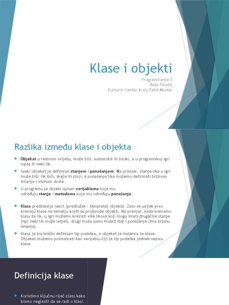Klase I Objekti Programiranje Iii Kckf Pdf