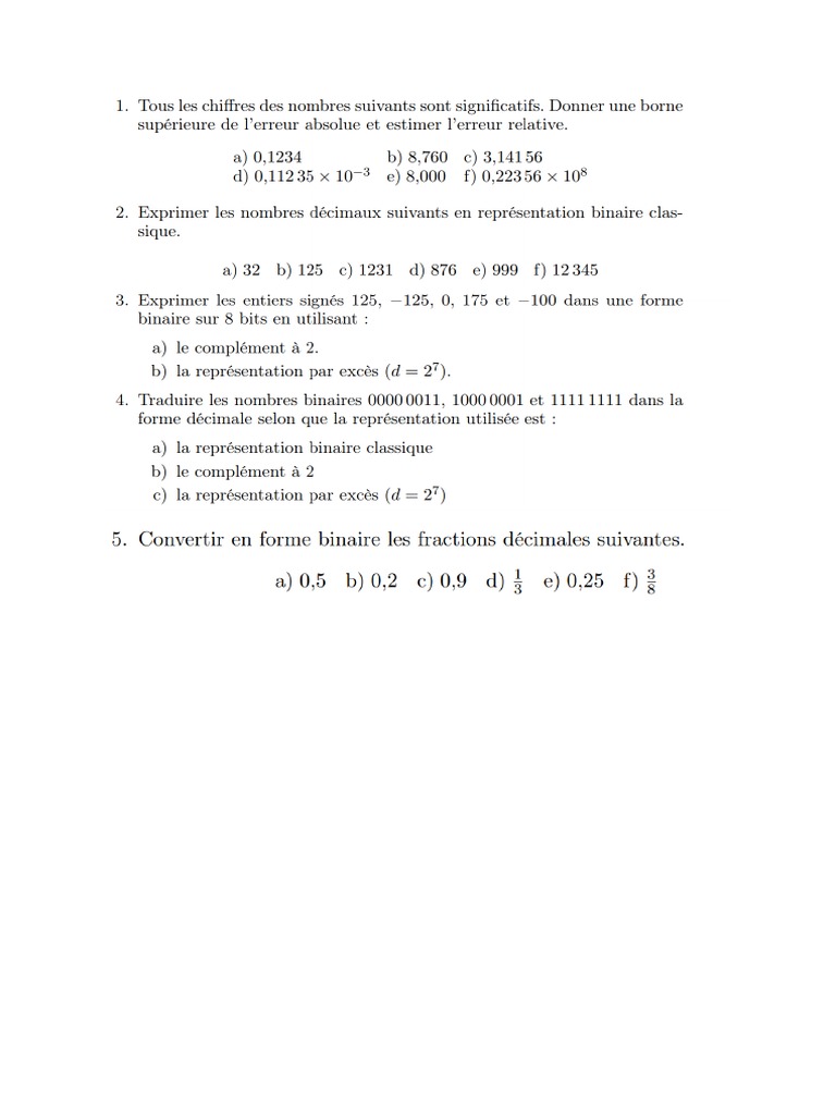Exercice Calcul Numérique | PDF