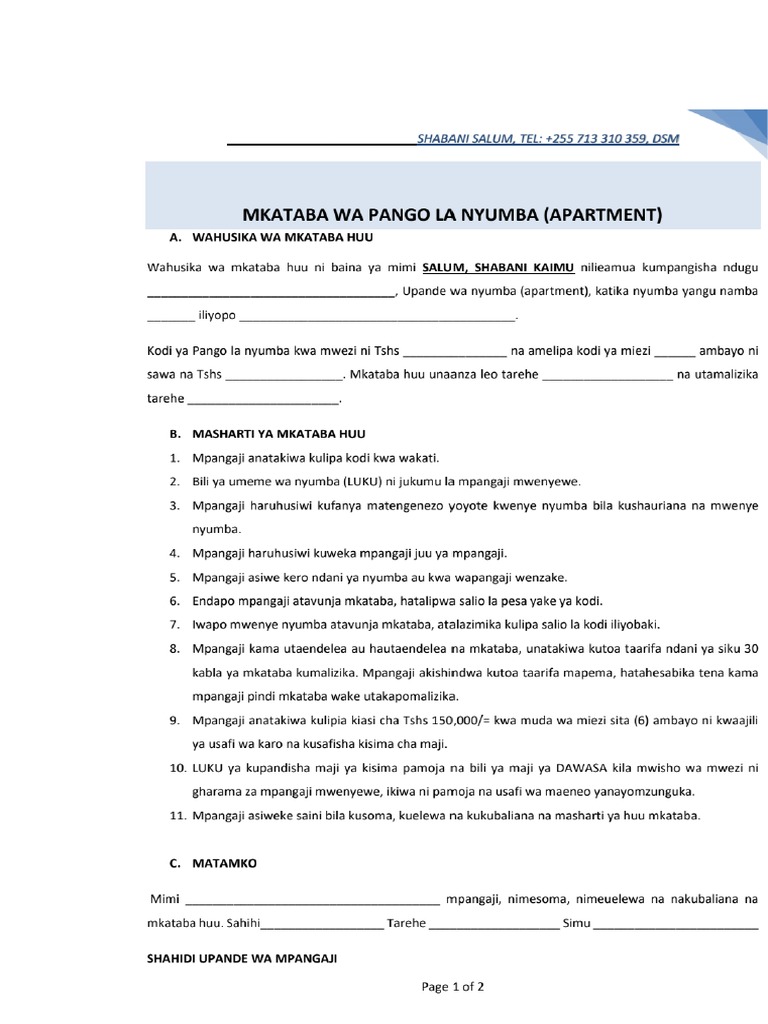 MKATABA WA PANGO LA NYUMBA 1 PDF - 230905 - 170532 | PDF
