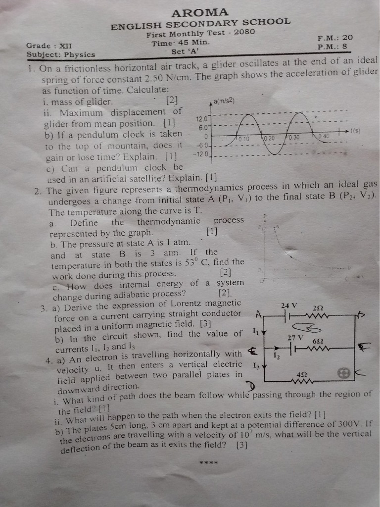 Physics Test Papers | PDF