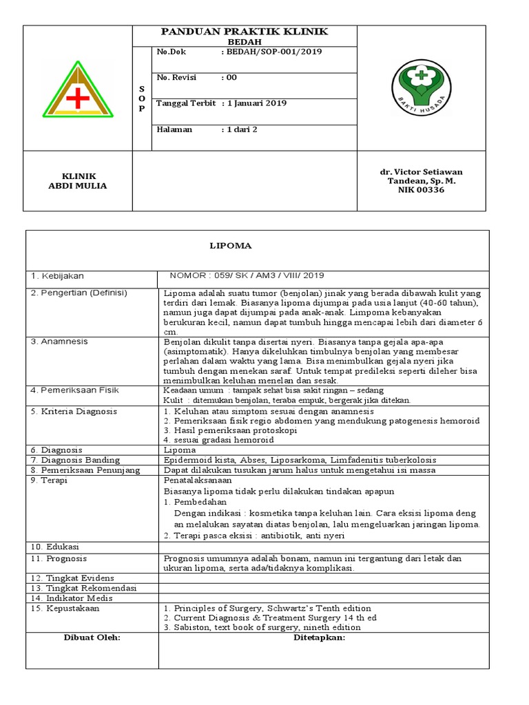 PPK Spesialis Bedah (Lipoma) | PDF