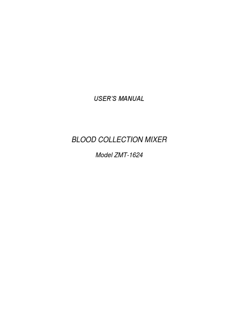 Blood Collection Mixer User Manual | PDF | Hemodynamics | Blood
