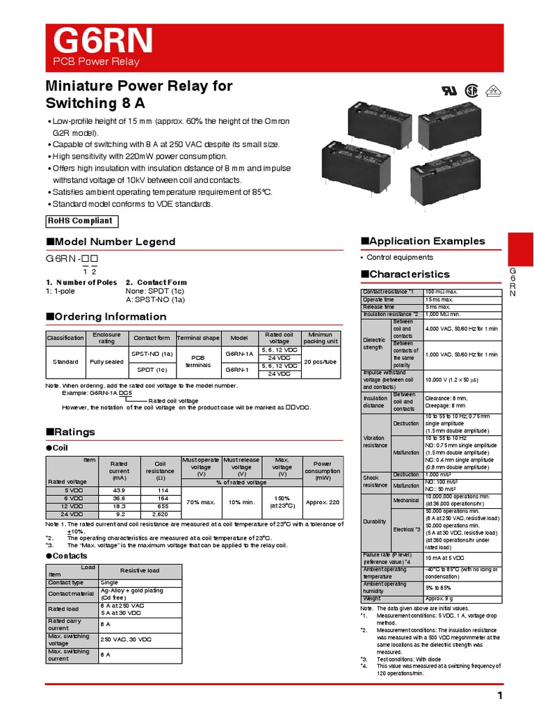 G6RN | PDF | Relay | Alternating Current