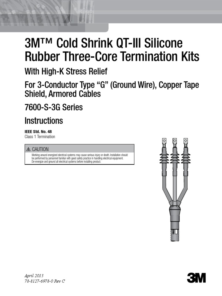 3M™ Cold Shrink QT-III Silicone Rubber Three-Core Termination Kits ...