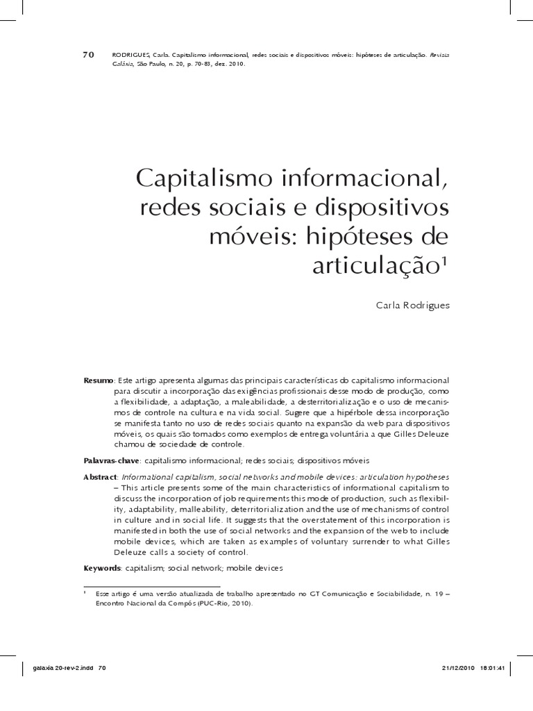 RODRIGUES, Carla - Capitalismo Informacional-Redes Sociais e ...