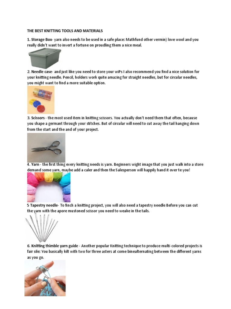 Essential Knitting Tools Guide | PDF
