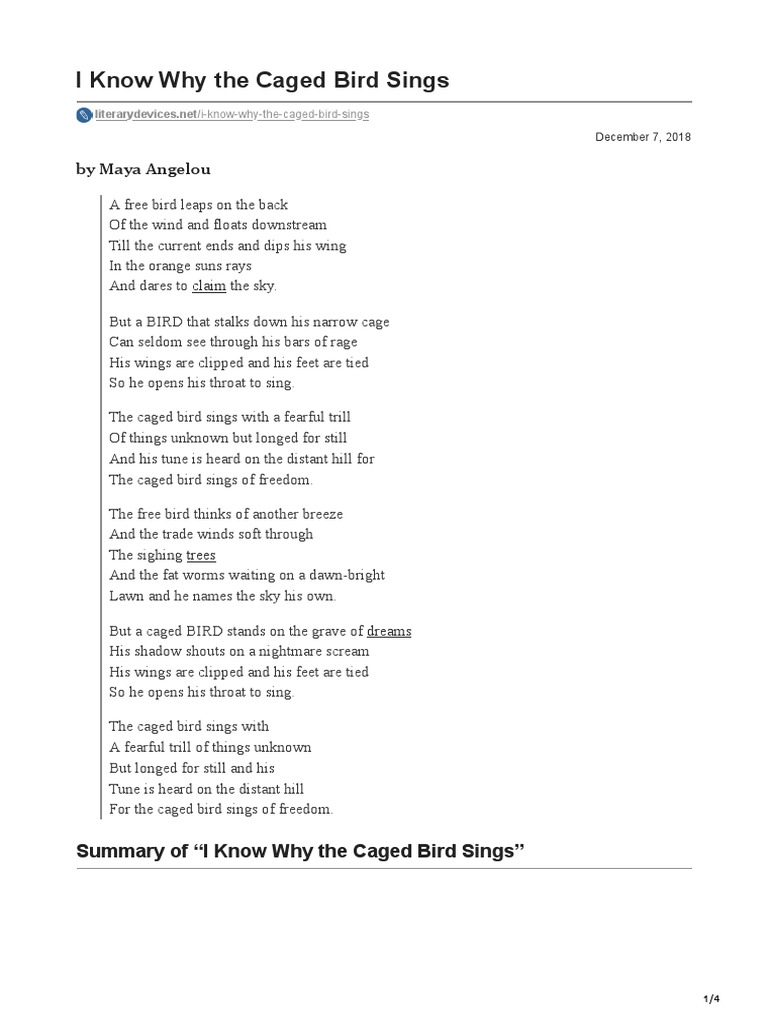 I Know Why The Caged Bird Sings Poem