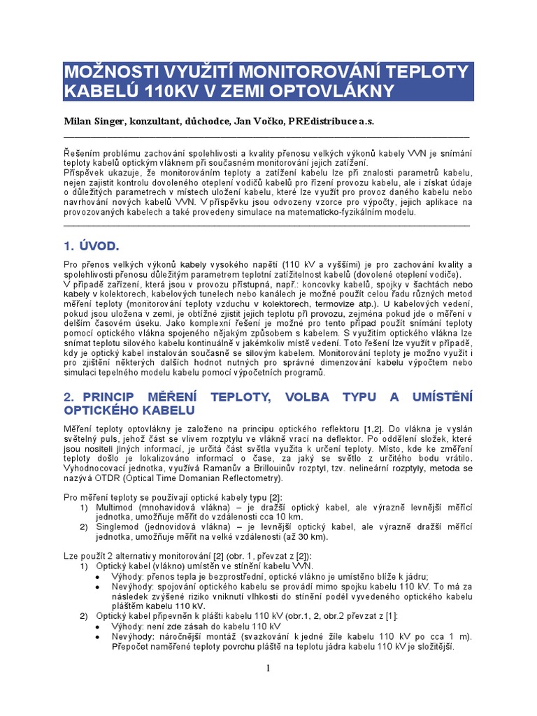 Praktické Využití Monitorování Kb Vvn Optovlákny | PDF