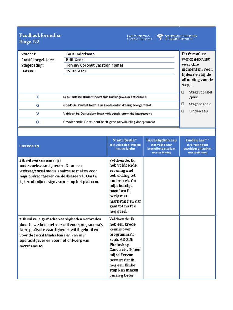 Feedbackformulier | PDF