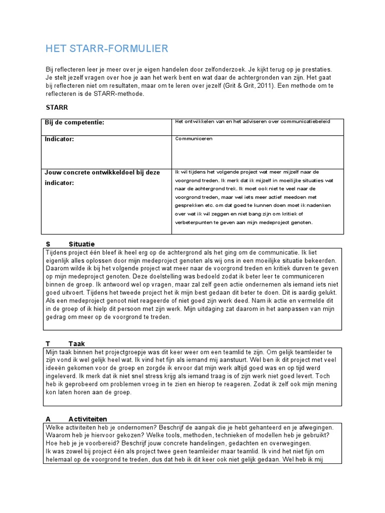 STARR Formulier | PDF