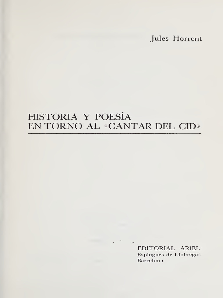 Horrent, Jules-Historia y Poesia en Torno Al Cid | PDF