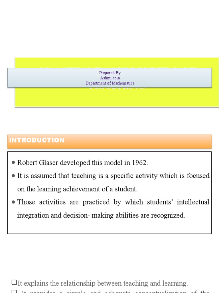 5.glaser Basic Training Model of Teaching | PDF | Conceptual Model | Educational Assessment