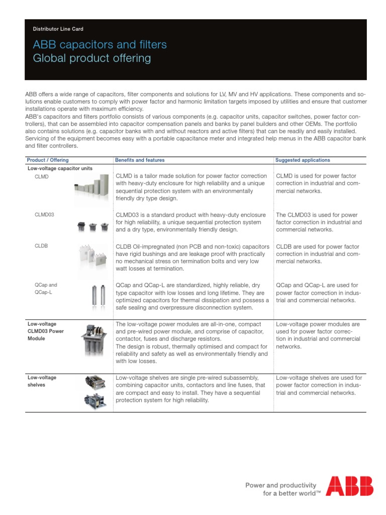 Distributor Line Card - Capacitors and Filters - FINAL | PDF