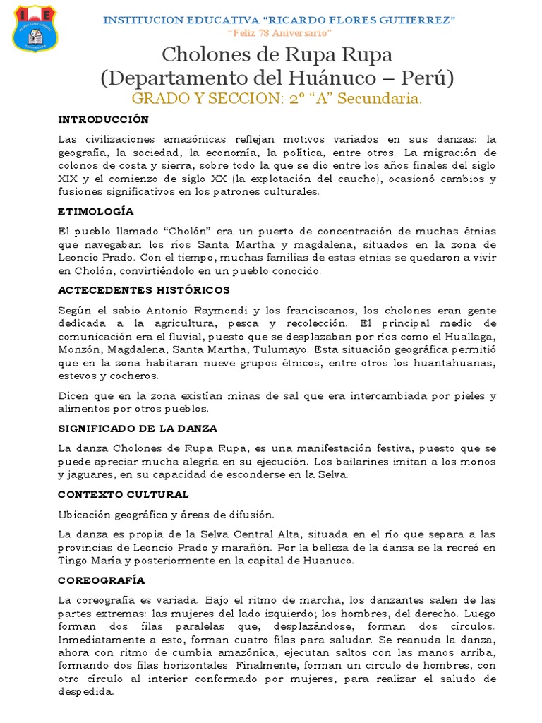 Danza Cholones de Rupa Rupa: Tradición y Cultura | PDF | Selva amazónica