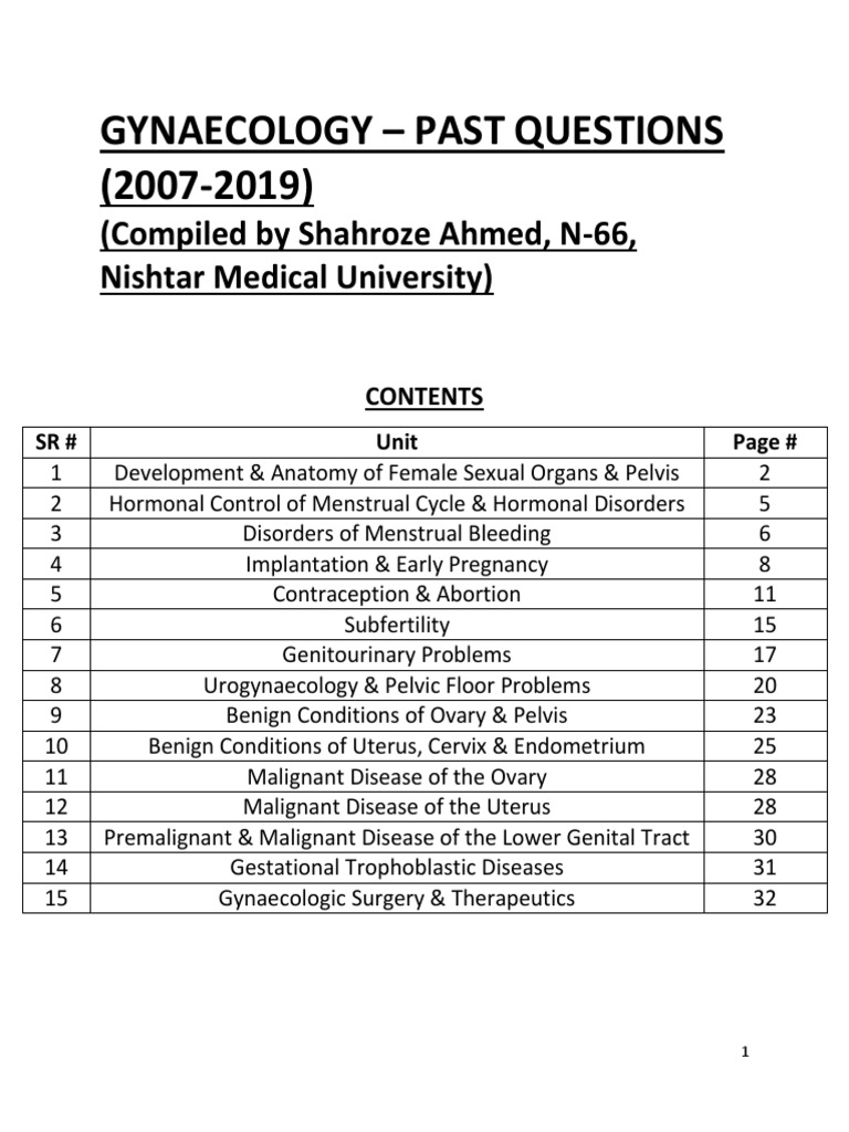 Gynaecology - Topical Past Papers (2007-2019) | PDF | Infertility ...