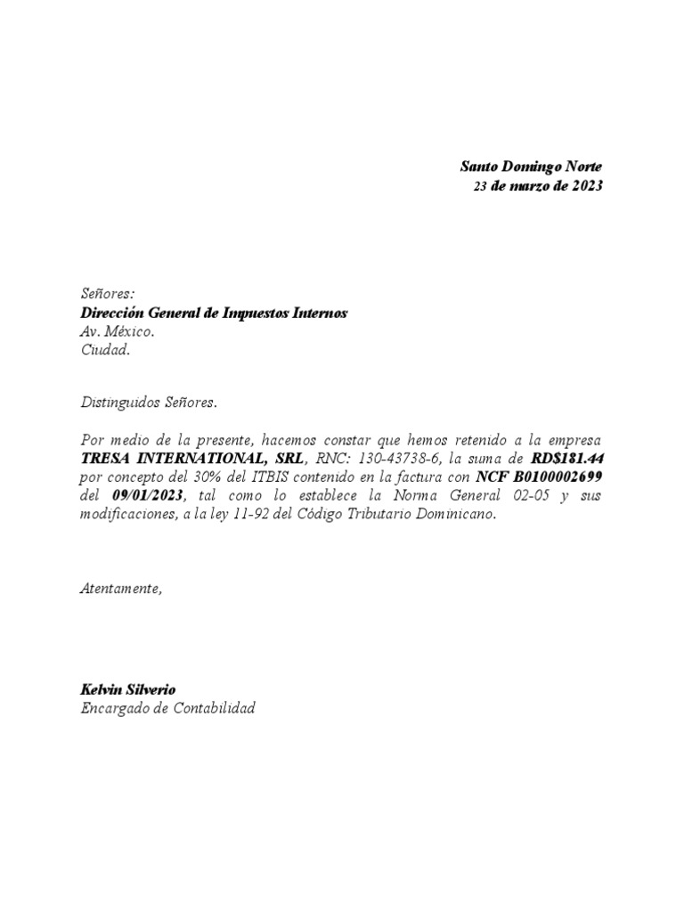 Carta Retencion | PDF Carta Retencion | PDF