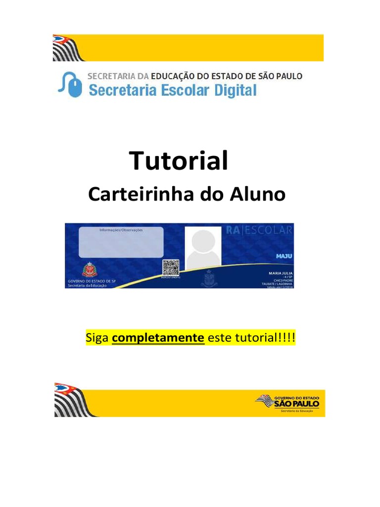 Tutorial Carteirinha Do Aluno SED | PDF | Informática