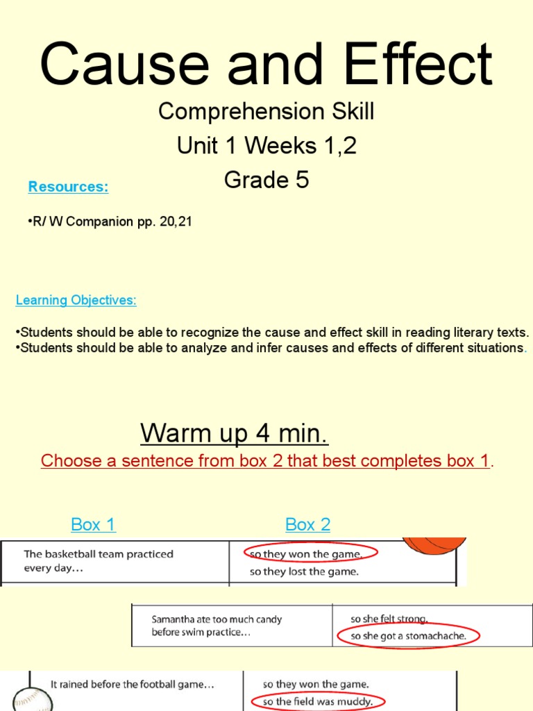 Grade 5 - U1W1,2, Lesson 4 - Cause and Effect | PDF | Causality | Human ...