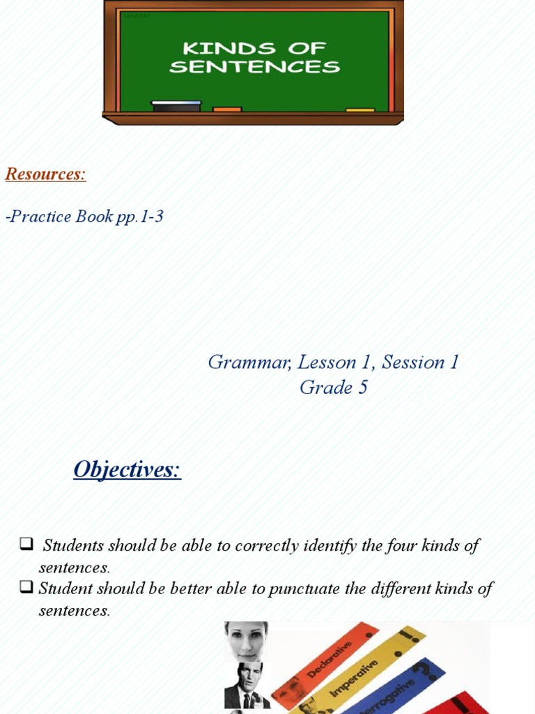 Grade 5-U1W1-4,5 - Kinds of Sentences | PDF | Sentence (Linguistics) | Question