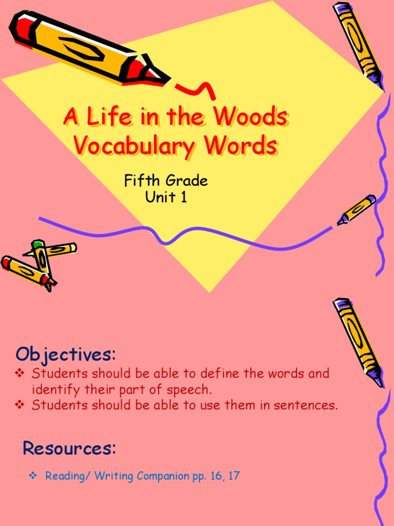 5th Grade Vocabulary: A Life in the Woods | PDF | Human Communication ...