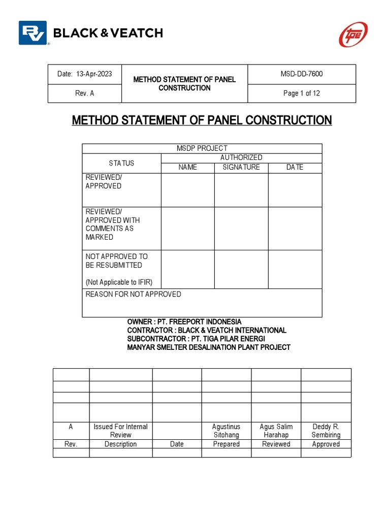 Procedure For Construction of Panel Rev. 0 | PDF | Electricity ...