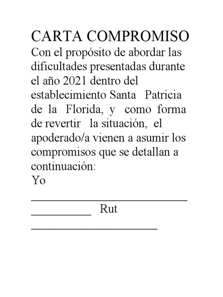 Carta Compromiso Apoderado | PDF | Aprendizaje | Modificación de comportamiento