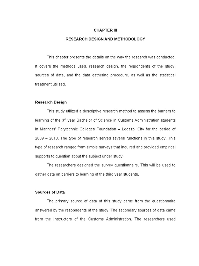 Chapter III - 3 | PDF | Survey Methodology | Questionnaire