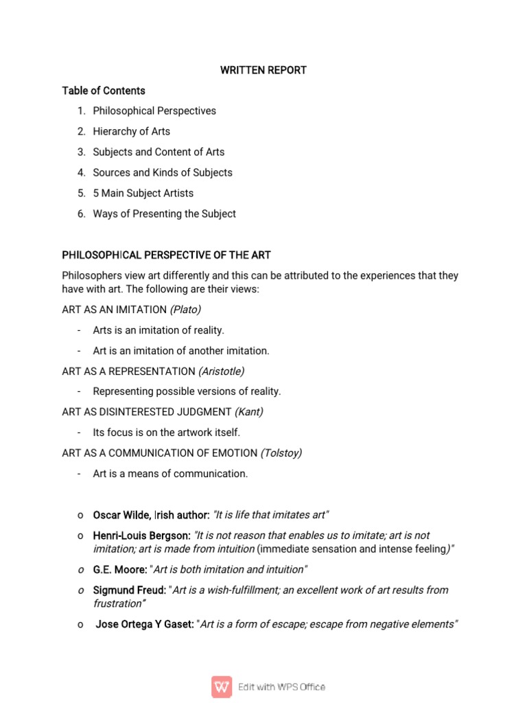 Written Report Group 1 | PDF | Art