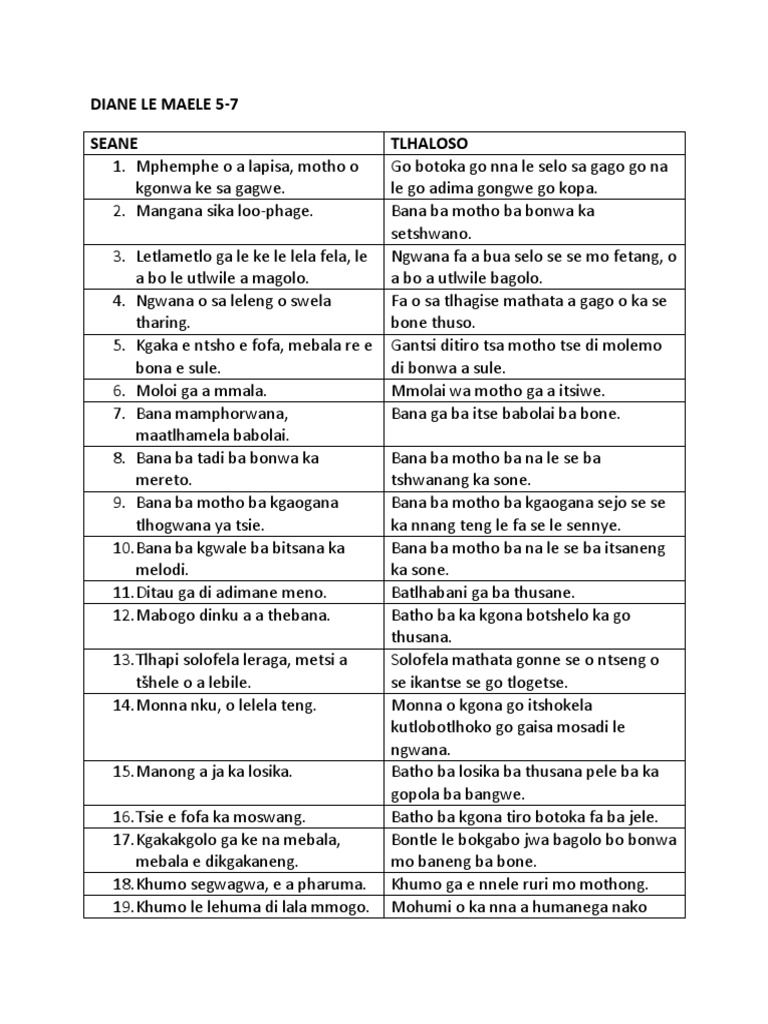 Diane Le Ditlhaloso | PDF