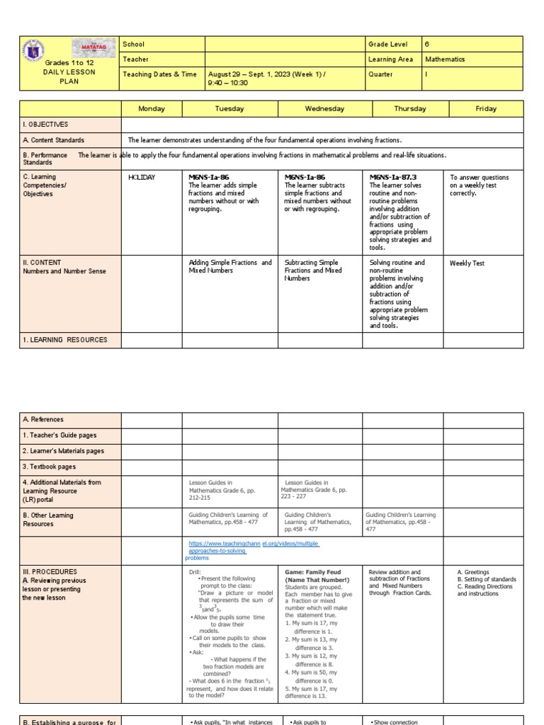 Math 6 Q1 Week 1 | PDF | Learning | Mathematics