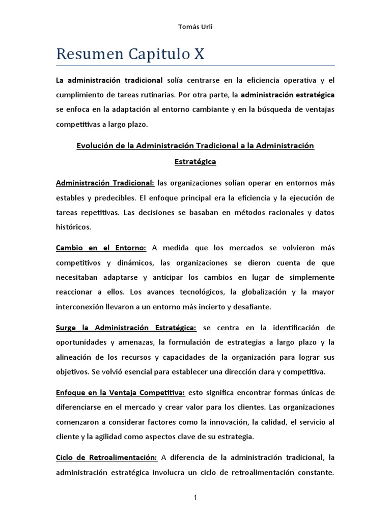 Resumen Capitulo X y XI Hermida Administración Estratégica | PDF | Planificación | Gestión ...