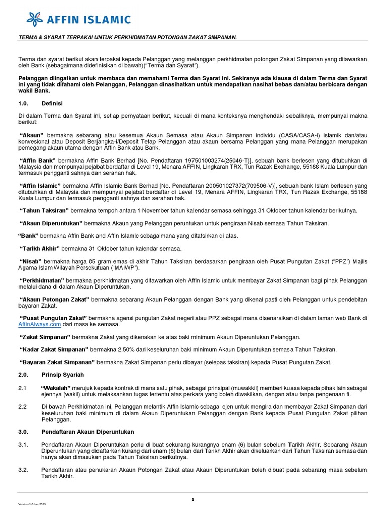 Zakat Deduction TNC BM | PDF