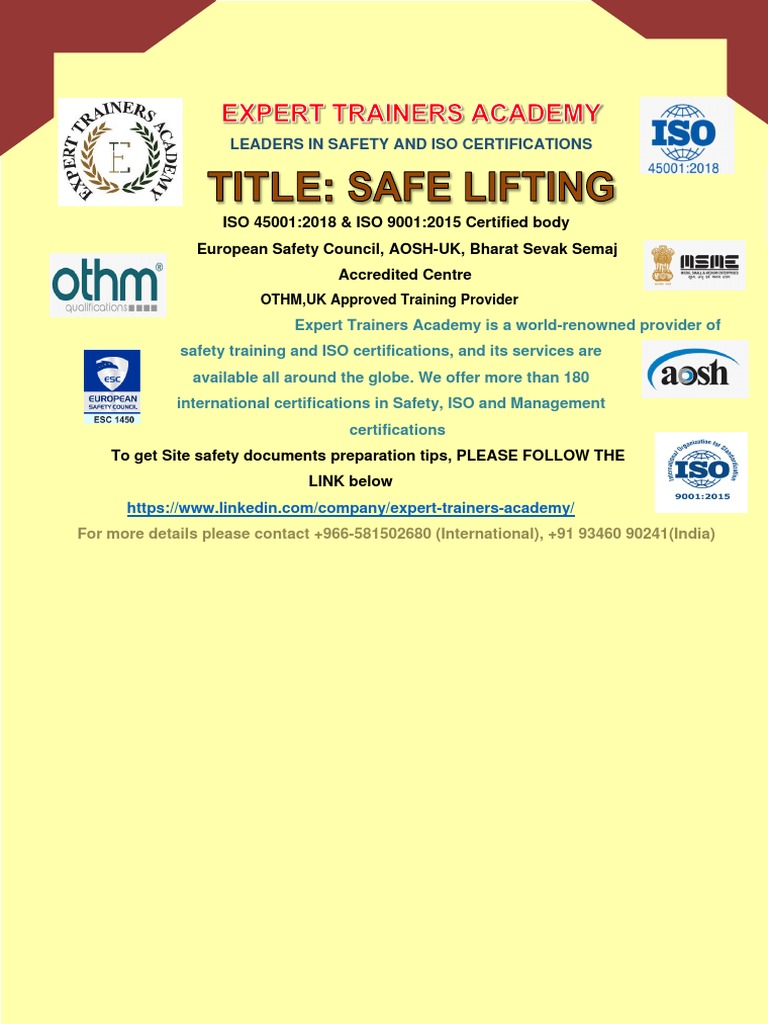 Eta - Safe Lifting | PDF