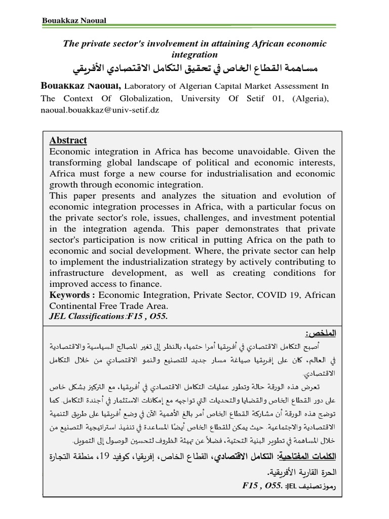 African Integration and Private Sector | PDF