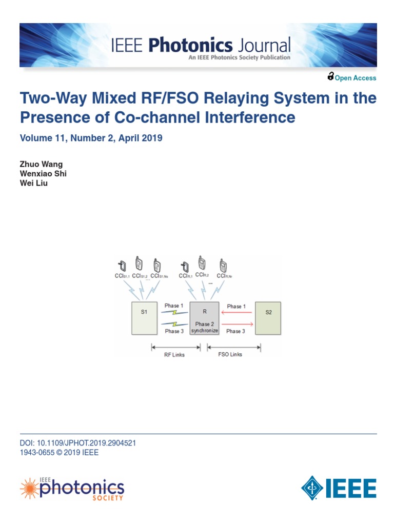 Two-Way Mixed RF FSO Relaying System in The Presence of Co-Channel ...