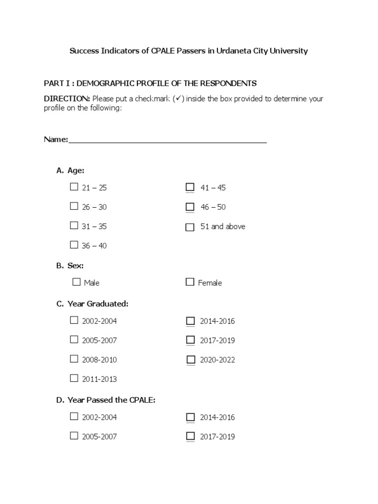 Success Indicators Questionnaire | PDF | Psychology | Cognition