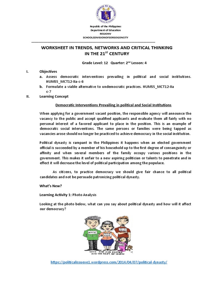 Democratic Interventions Worksheet | PDF | Democracy | Political Ideologies