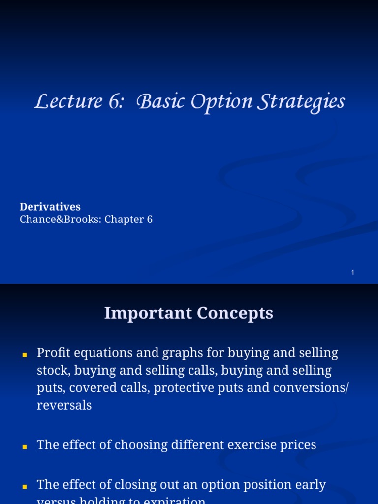 6.lecture 6 - Basic Option Strategies | PDF | Option (Finance) | Stocks