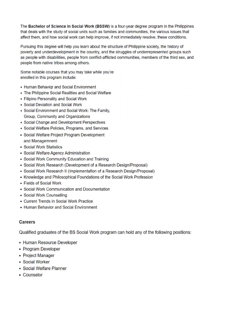 Bs Social Work | PDF