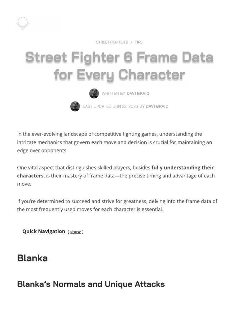 Frame Data SF6 | PDF