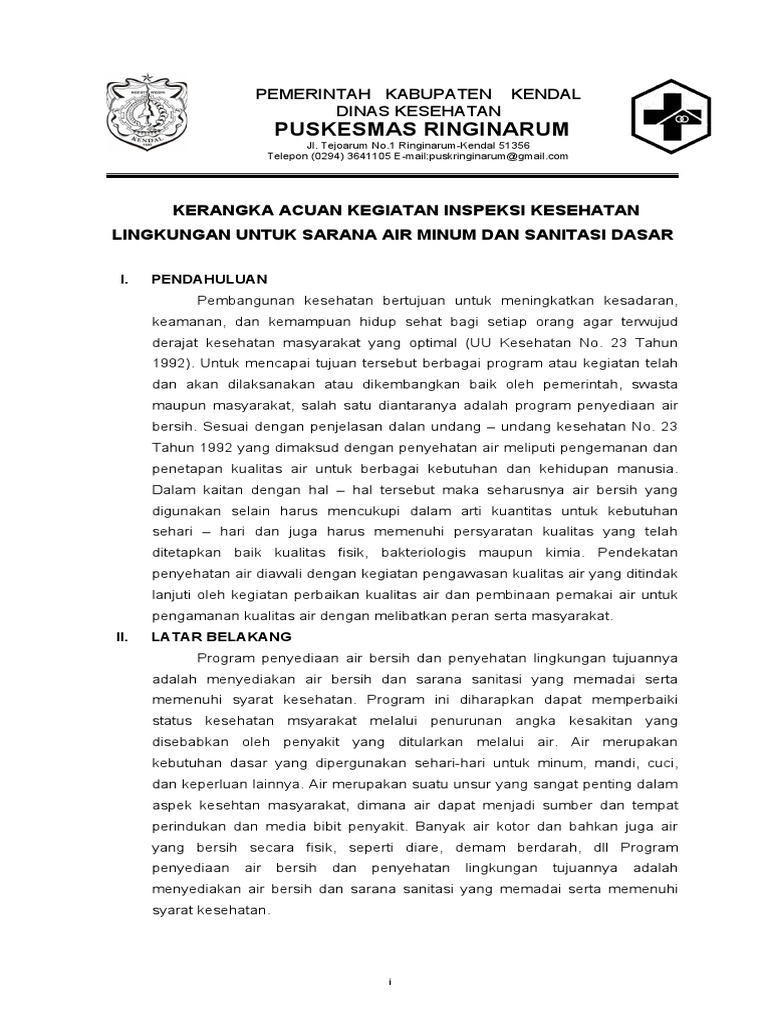 Kak Inspeksi Sarana Air Bersih | PDF | Sains & Matematika