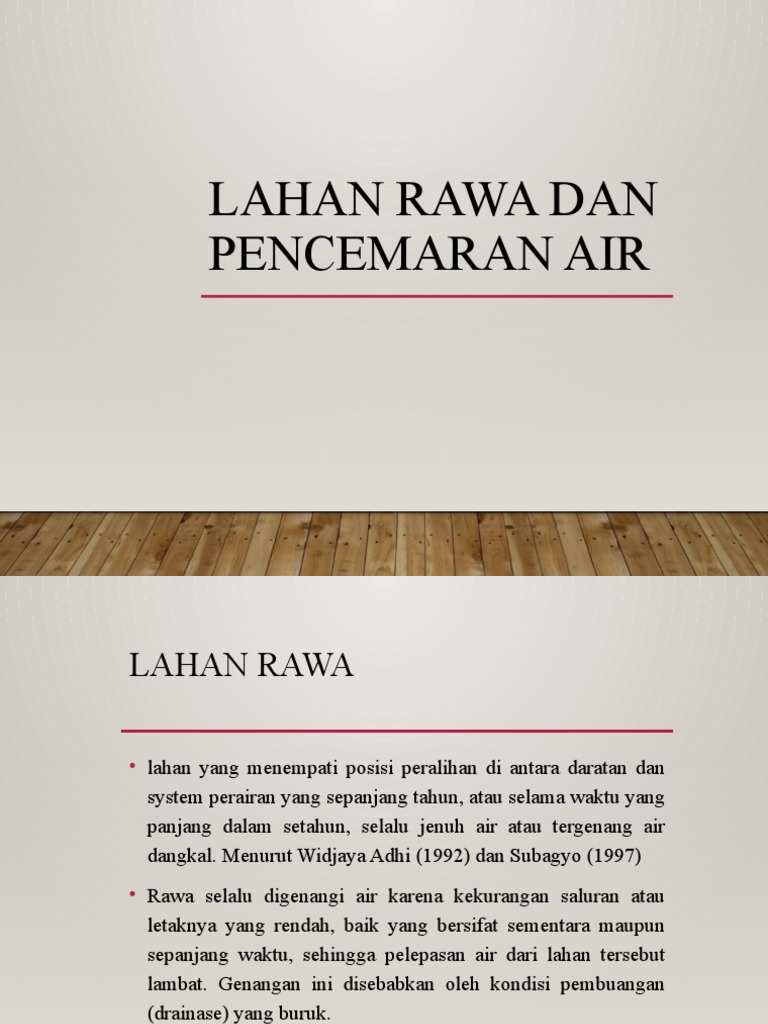 Pertemuan 1 (Pengertian Dan Jenis Lahan Rawa) | PDF