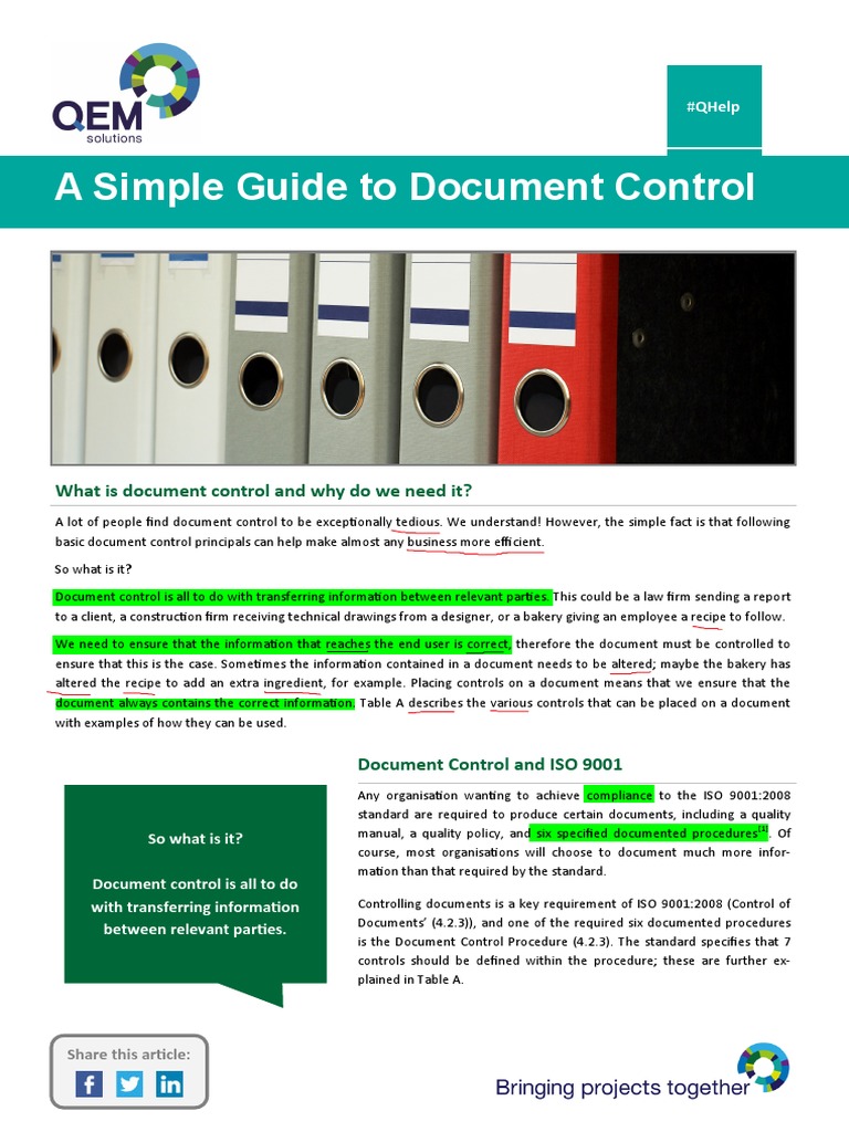 QHelp A Simple Guide To Document Control - 2 | PDF | Iso 9000