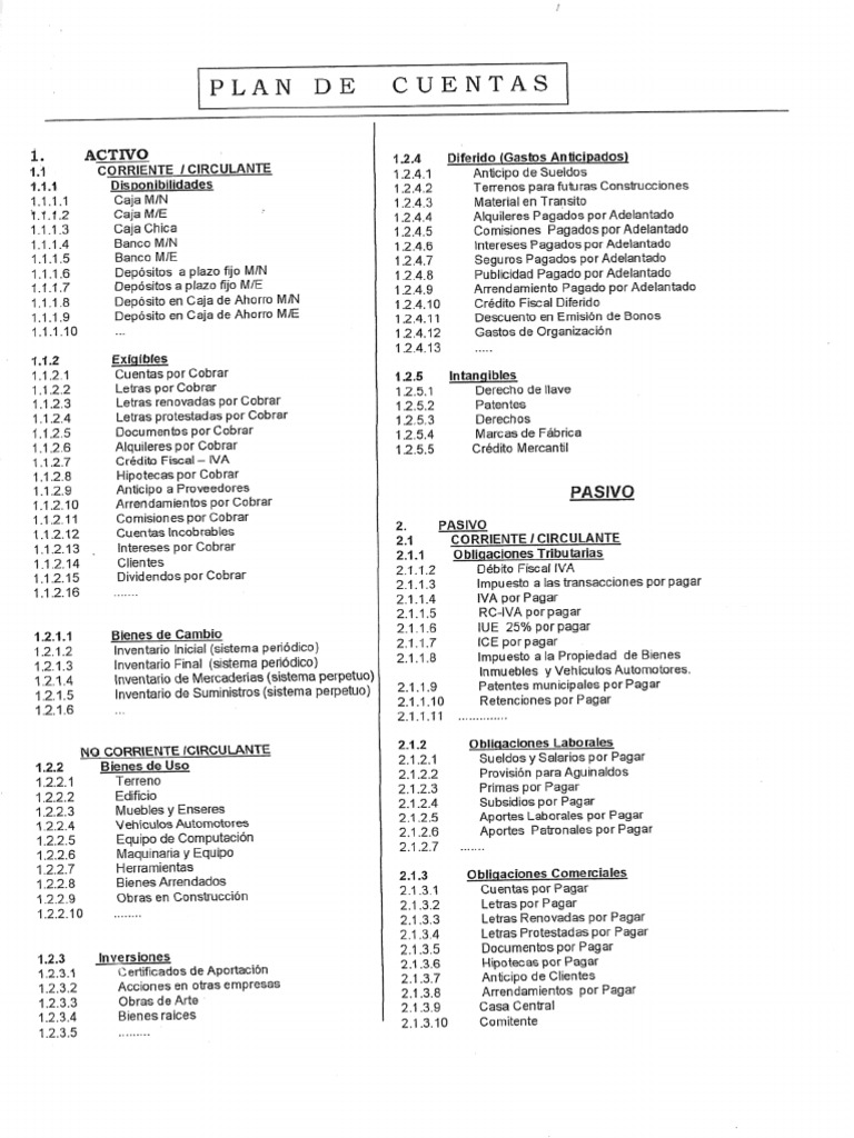 Plan de Cuentas | PDF