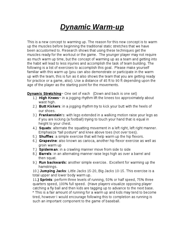 Coaches Corner - Dynamic Warmups | PDF